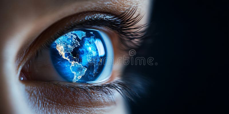 Global Vision Planet Earth Reflected in Human Eye for World Sight Day ...