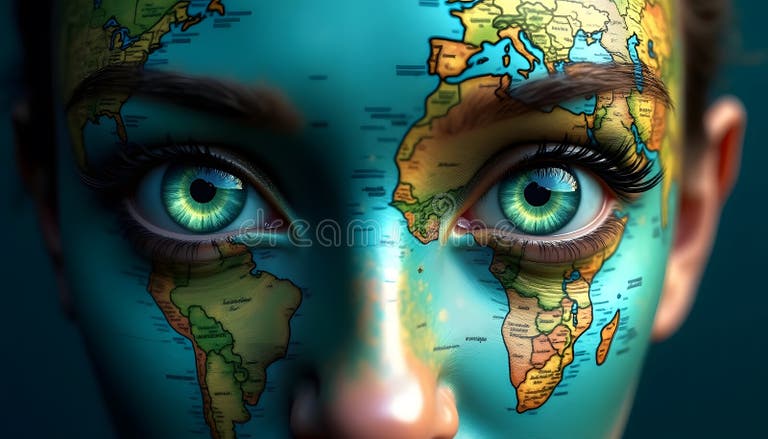 Global Vision: World Map Eyes Art Stock Illustration - Illustration of ...