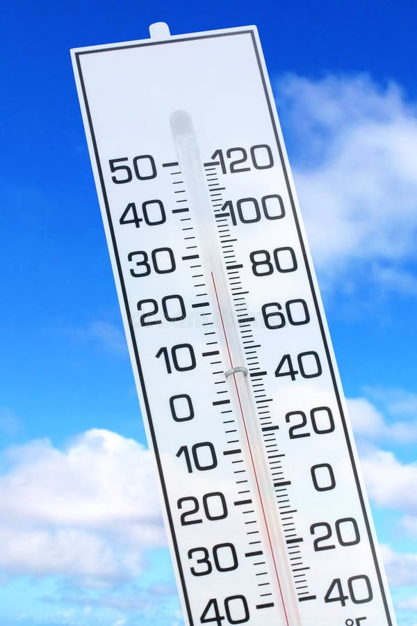 Heat Wave 100 Degree Window Thermometer Stock Image - Image of global ...