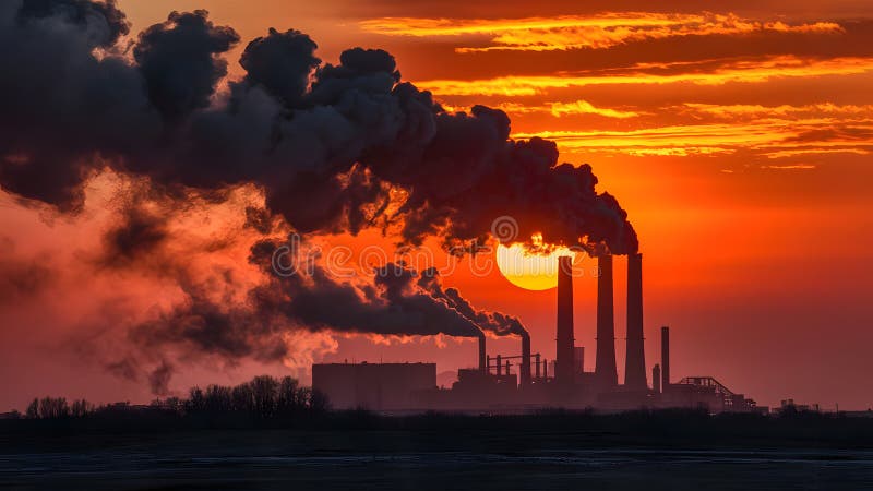 Global Warming, Capture a Dramatic Shot of a Factory Emitting Smoke ...
