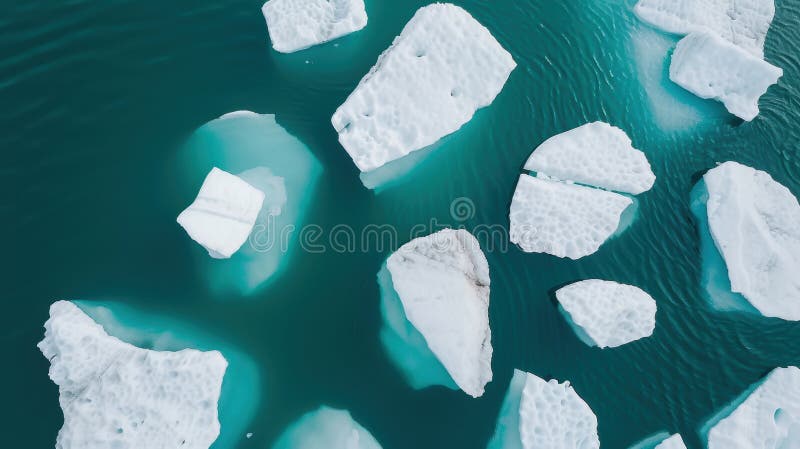 Icebergs of Different Shapes are Floating on Water Surface Stock ...