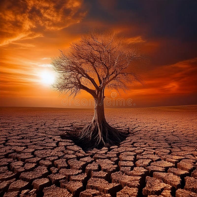 Global Warming and Climate Change Concept Dead Tree in the Landscape ...