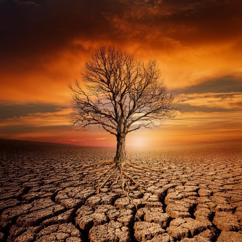 Global Warming and Climate Change Concept Dead Tree in the Landscape ...