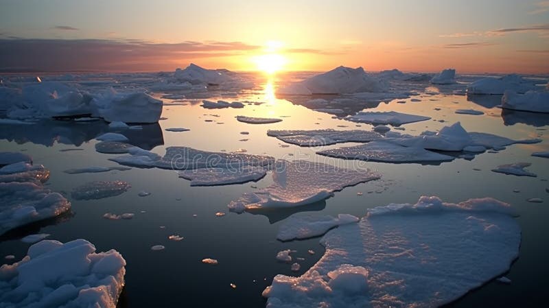 Global Warming, Climate Change Concet, Ice Sheets Melting in the Arctic ...