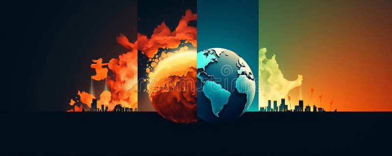 Global Warming and Climate Change, Environmental Problem Banner ...