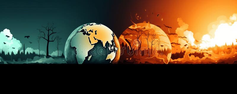 Global Warming and Climate Change, Environmental Problem Banner ...