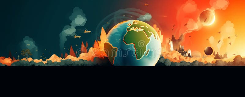 Global Warming and Climate Change, Environmental Problem Banner ...