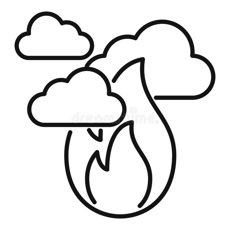 Global Warming Climate Change Icon with Fire and Clouds Stock ...