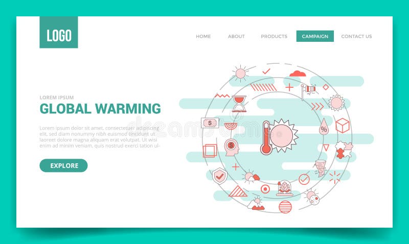 Global Warming Concept with Circle Icon for Website Template or Landing ...