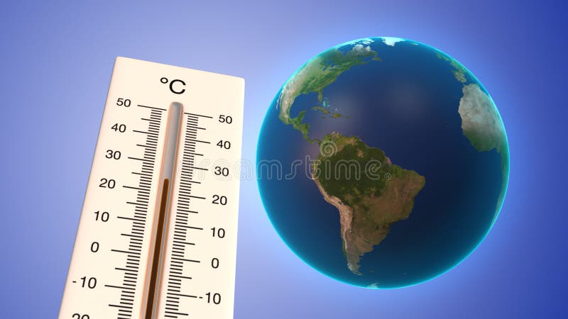 Global Warming Concept with the Earth and Thermometer Stock ...