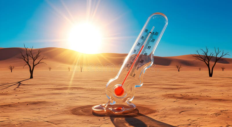 Global Warming Concept Extreme Heat Temperature in Desert Landscape ...