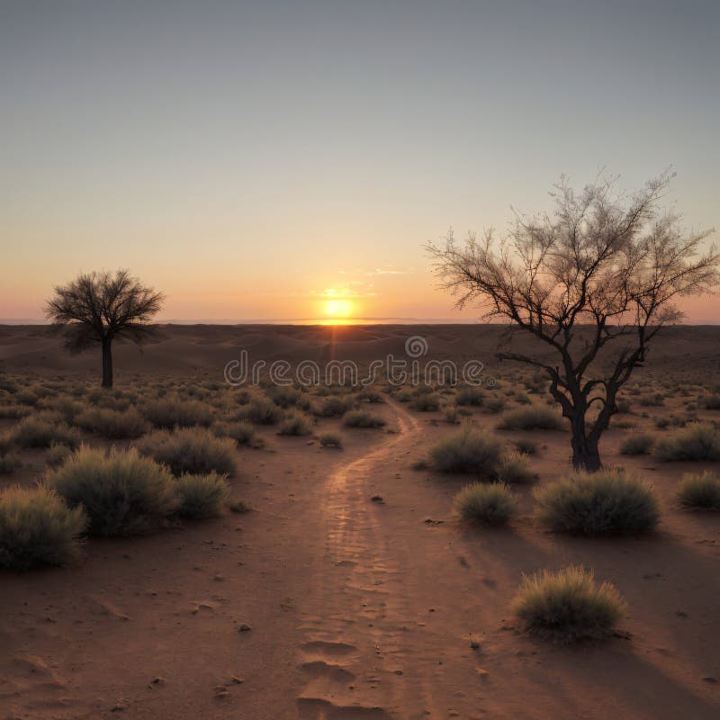 Global Warming Concept. Lonely Dead Tree Under Dramatic Evening Sunset ...