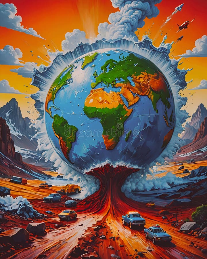 Global Warming Concept. Planet Earth in the Middle of the Road. Stock ...