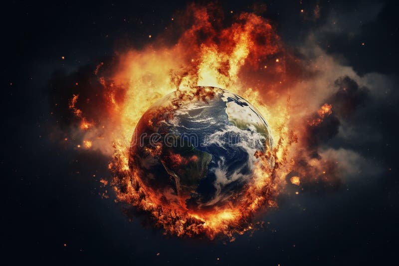 Global Warming Conceptual Image of a Burning Earth, Made with ...