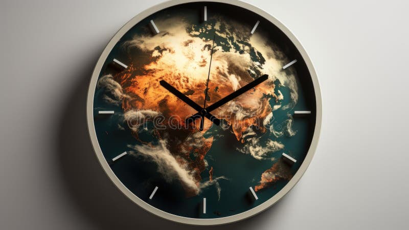 Global Warming on Earth Concept, Continents Heating Up Inside the Clock ...