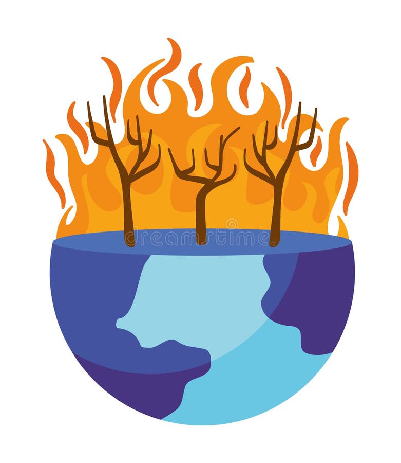 Global warming fire stock illustration. Illustration of forest - 300499786