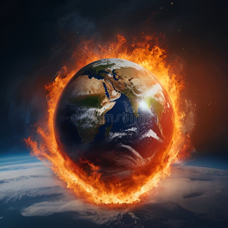 Global Warming, Globe Burning, Earth Burning, Burning Earth in Fire ...