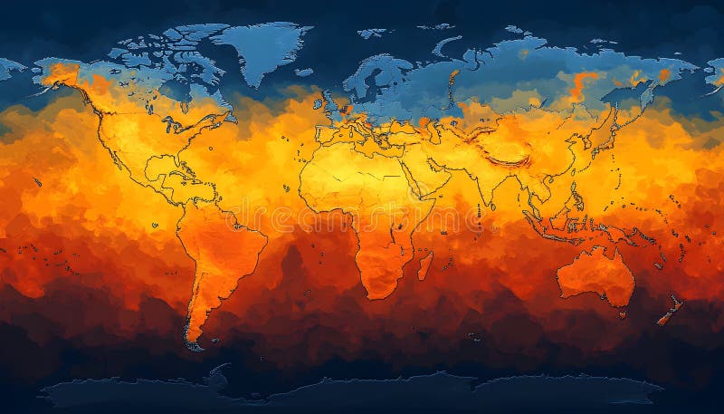 AI-Generated World Temperature Map Stock Illustration - Illustration of ...