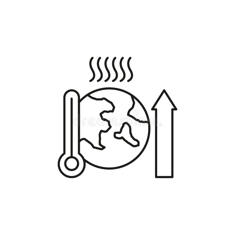Global Warming Icon Flat Line Symbol Set Stock Illustration ...