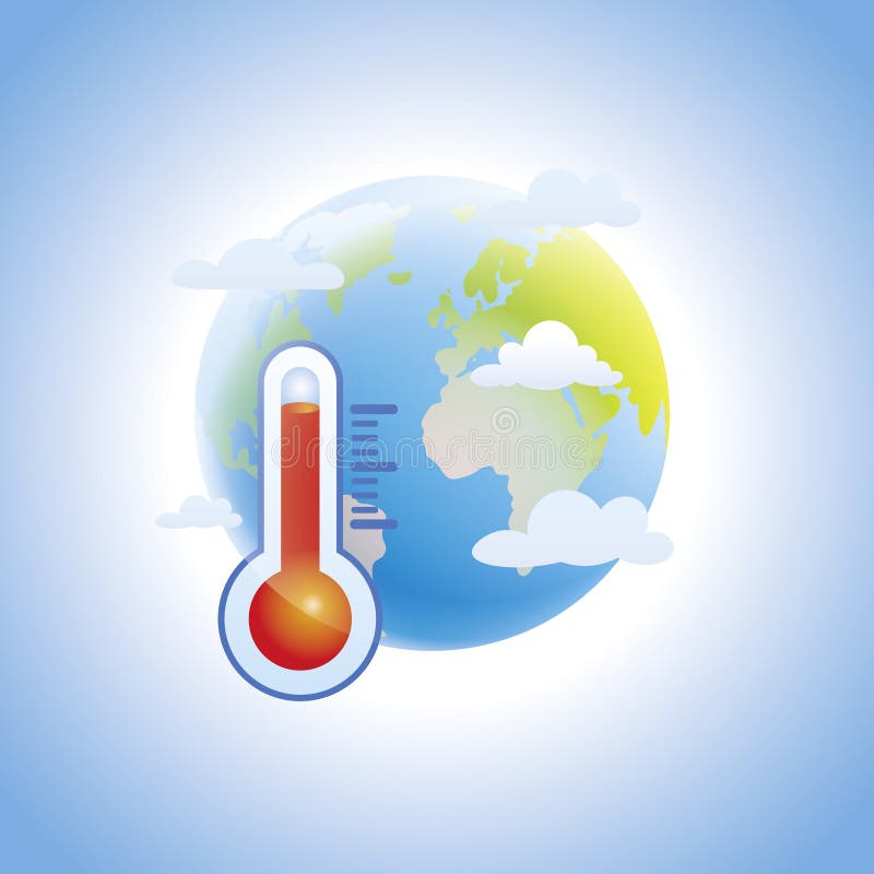 Global Warming Icon and Red Thermometer Vector Stock Vector ...