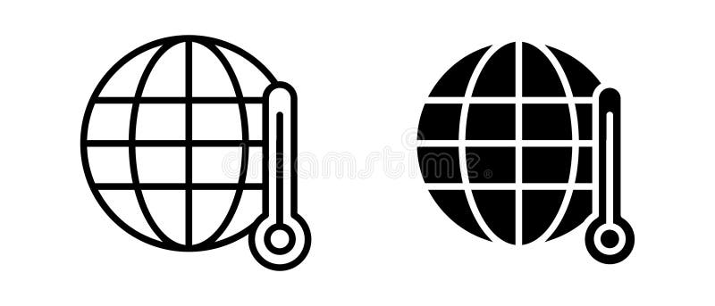 Global Warming Icon Vector Set. Hot Weather Thermometer Symbol Stock ...