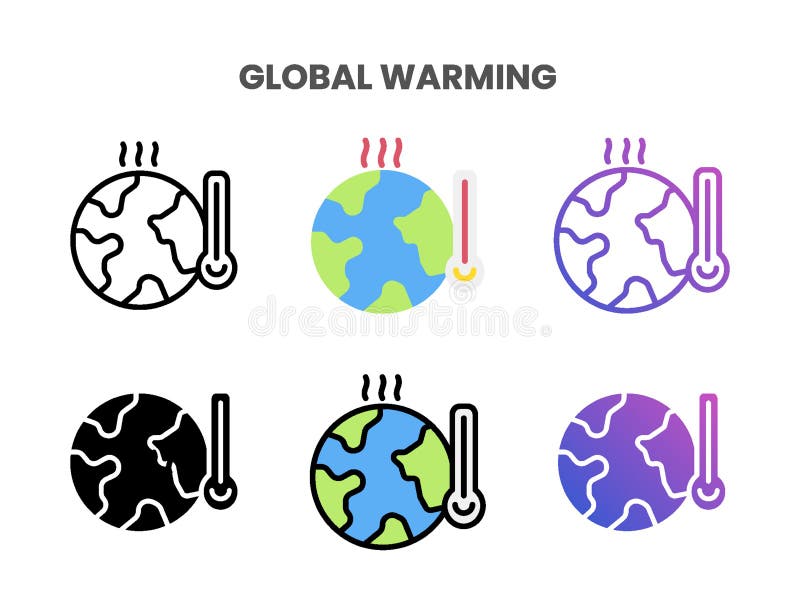 Global Warming Icons Set with Different Styles. Stock Vector ...