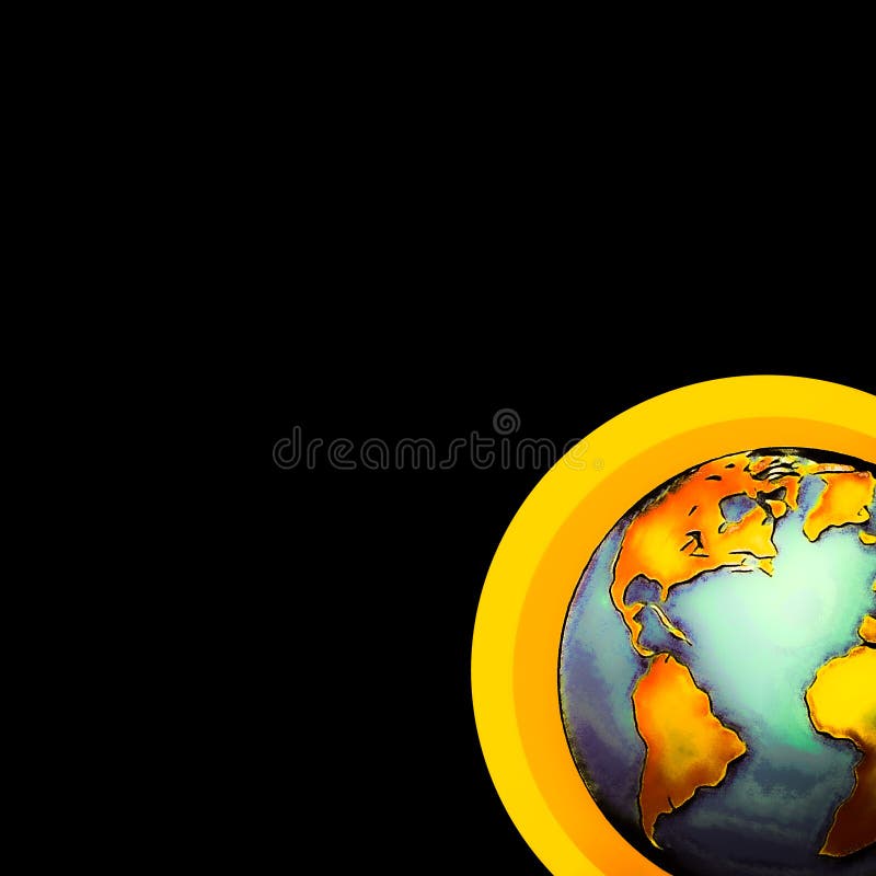 Global Warming Illustration of Planet Earth on Black Background Climate ...