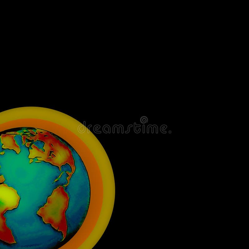 Global Warming Illustration of Planet Earth on Black Background Climate ...