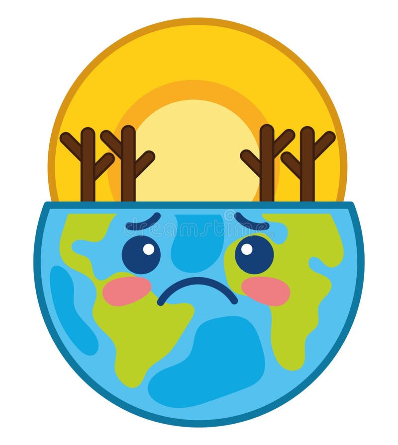 Global Warming Illustration of the World with Dry Trees Stock ...