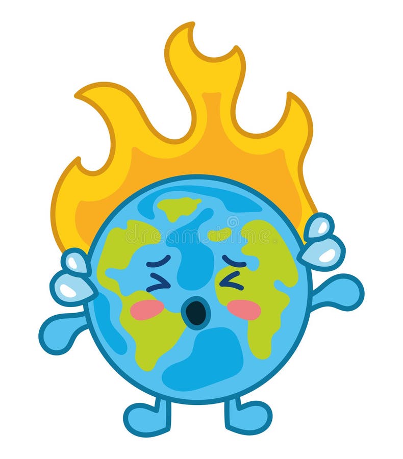 Global Warming Illustration of the World on Fire Stock Vector ...