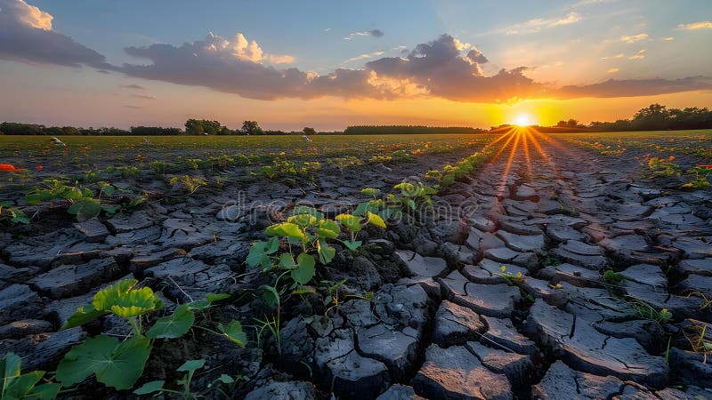 Global Warming Impacts Agriculture Causing Drought Cracked Soil and ...