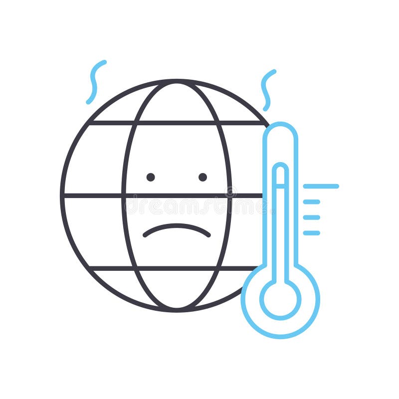Global Warming Line Icon, Outline Symbol, Vector Illustration, Concept ...