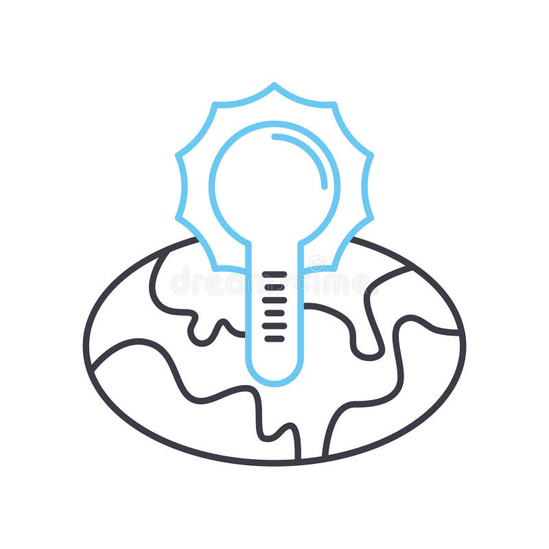 Global Warming Linear Icons Set. Carbon, Oz, Temperature, Emission ...