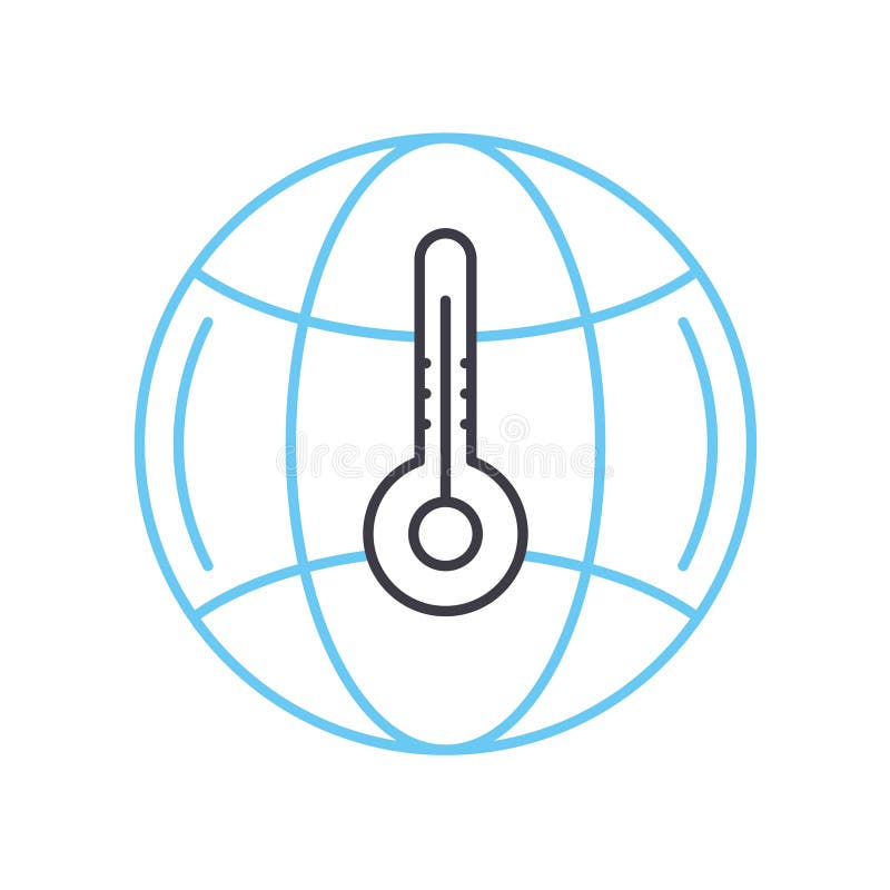 Global Warming Line Icon, Outline Symbol, Vector Illustration, Concept ...