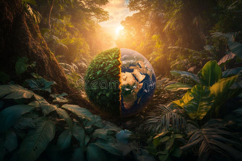 Global Warming Lush Rainforest Planet Earth Environmental Sun Green ...