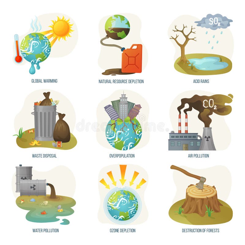 Overpopulation and Natural Resource Depletion Stock Vector ...