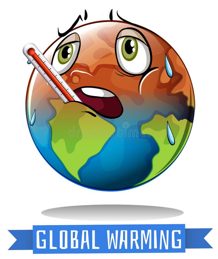 Global Warming Sign with Earth Melting Stock Vector - Illustration of ...