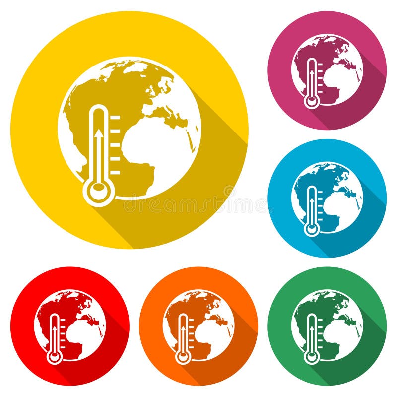 Global Warming Thermometer Icon or Logo with Long Shadow Stock Vector ...