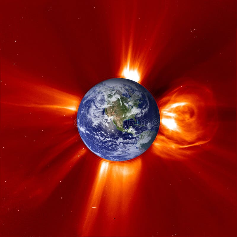 Global Warming - Western Earth & Solar Flare Stock Photo - Image of ...