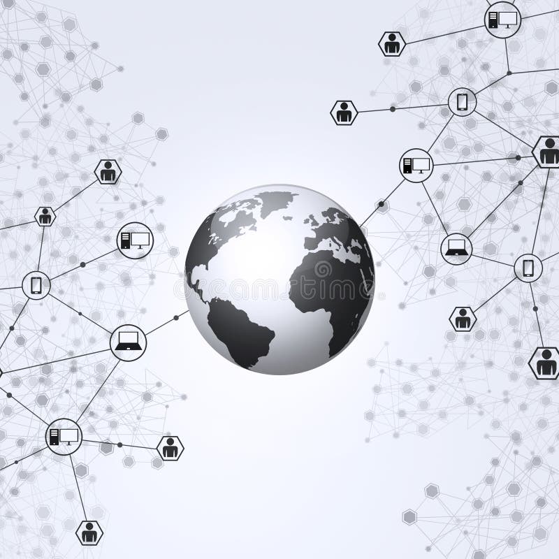 Global Web Black and White Background Stock Illustration - Illustration ...