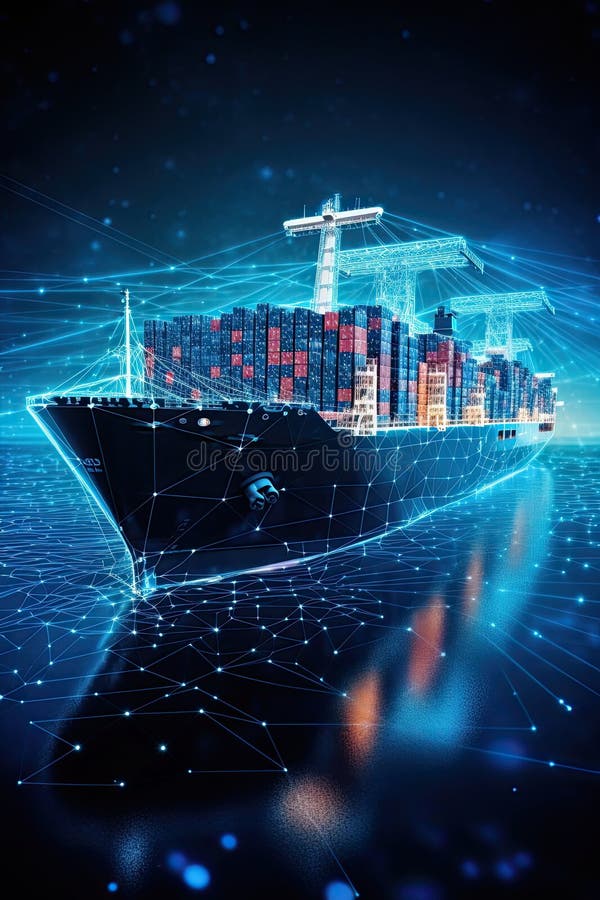 The Global Web of Business Logistics, Cargo Ships and Containers. Stock ...