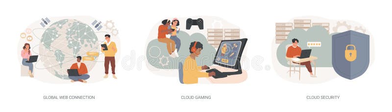 Global Web Connection Isolated Concept Vector Illustration Set. Stock ...