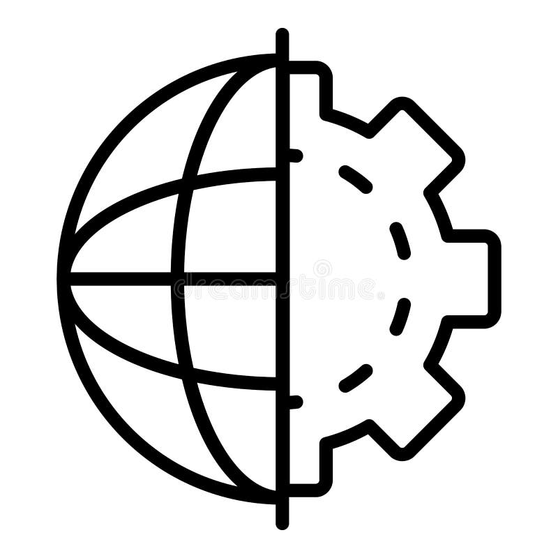 Global Gear System Icon, Outline Style Stock Vector - Illustration of ...