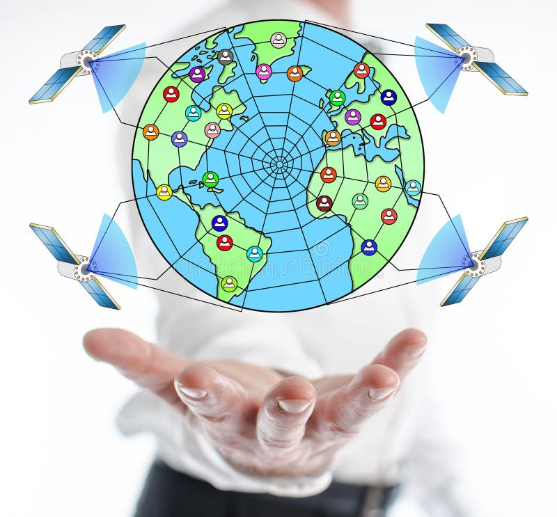 Global Web Network Concept Levitating Above a Hand Stock Photo - Image ...
