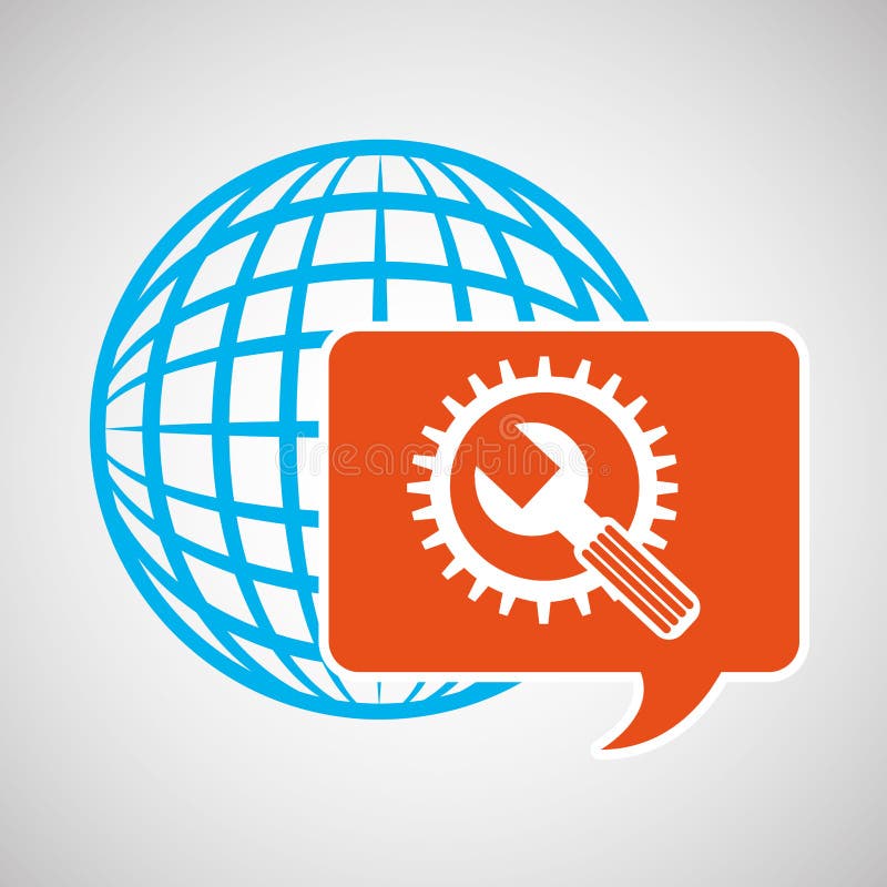 Global Web Network Tool Support Icon Stock Vector - Illustration of ...