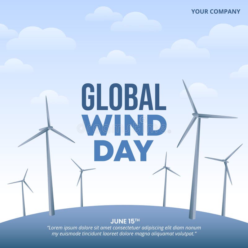 Global Wind Day Design with Many Wind Turbines Stock Vector ...