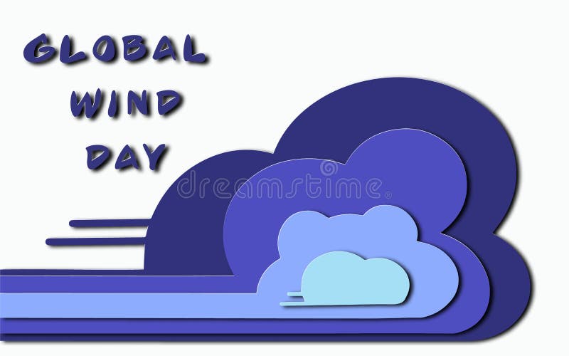 Global Wind Day. Paper Cut Wind and Cloud Illustration Stock Vector ...