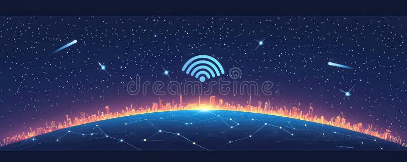 Global Wireless Connectivity Represented by a Satellite Above Earth S ...