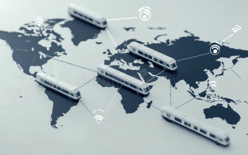Global Wireless Train Network Stock Illustration - Illustration of ...