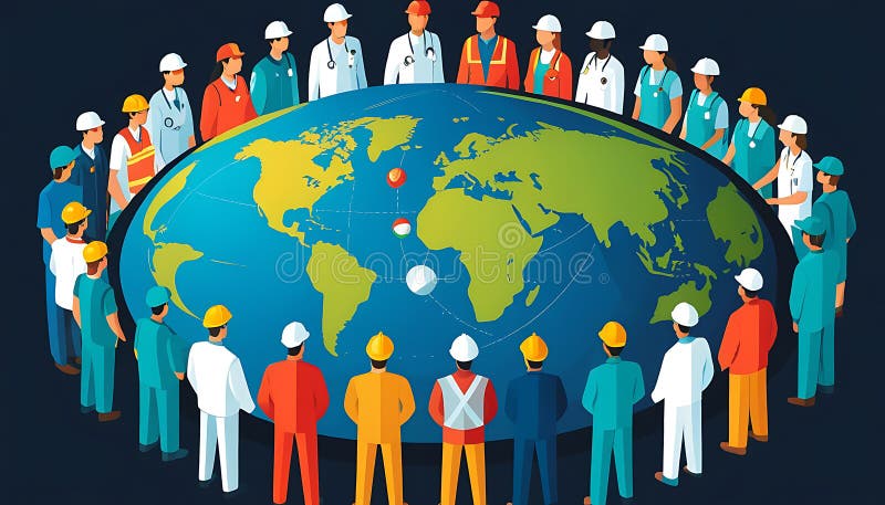 Global Workforce Collaboration Stock Illustration - Illustration of ...
